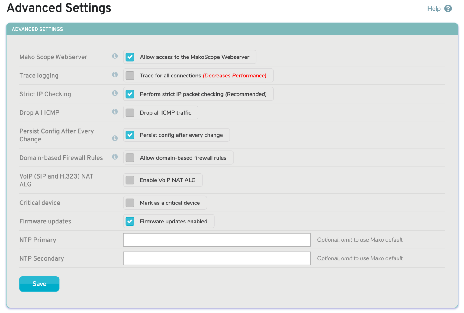 Advanced Settings - Mako Networks Documentation