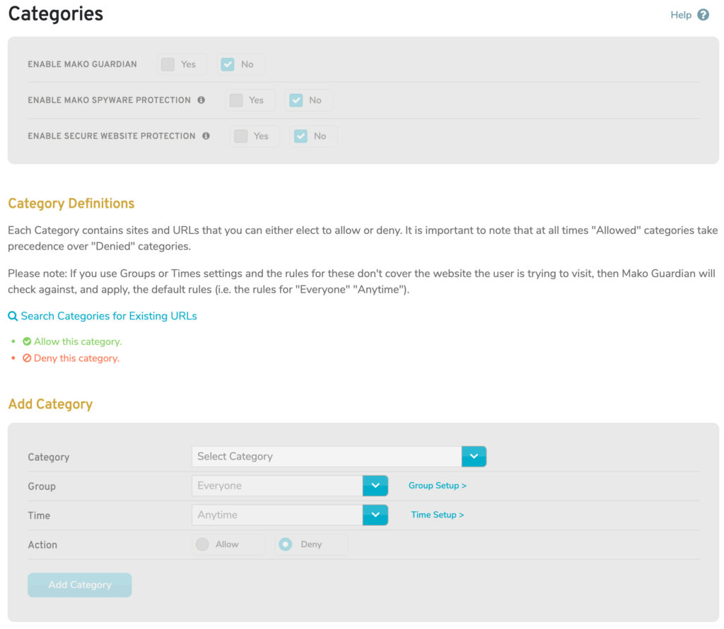 Categories - Mako Networks Documentation