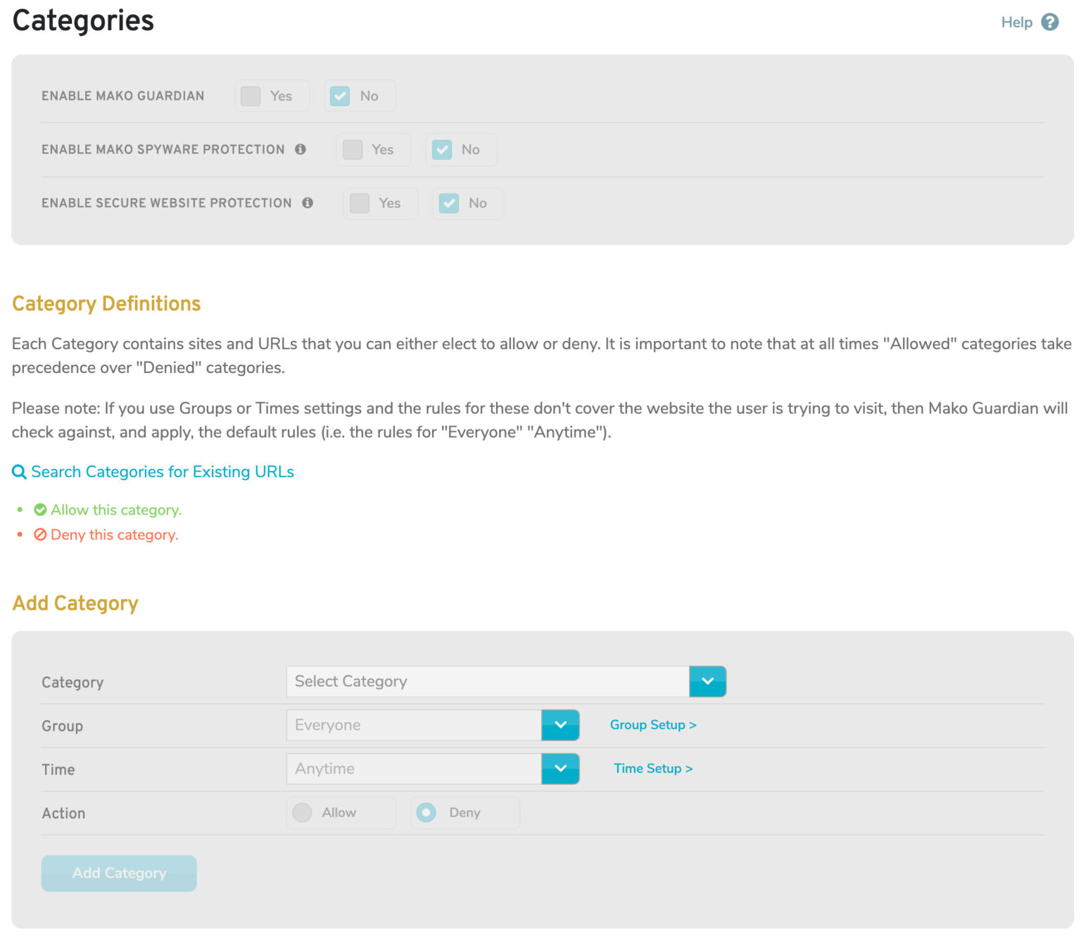 Categories - Mako Networks Documentation