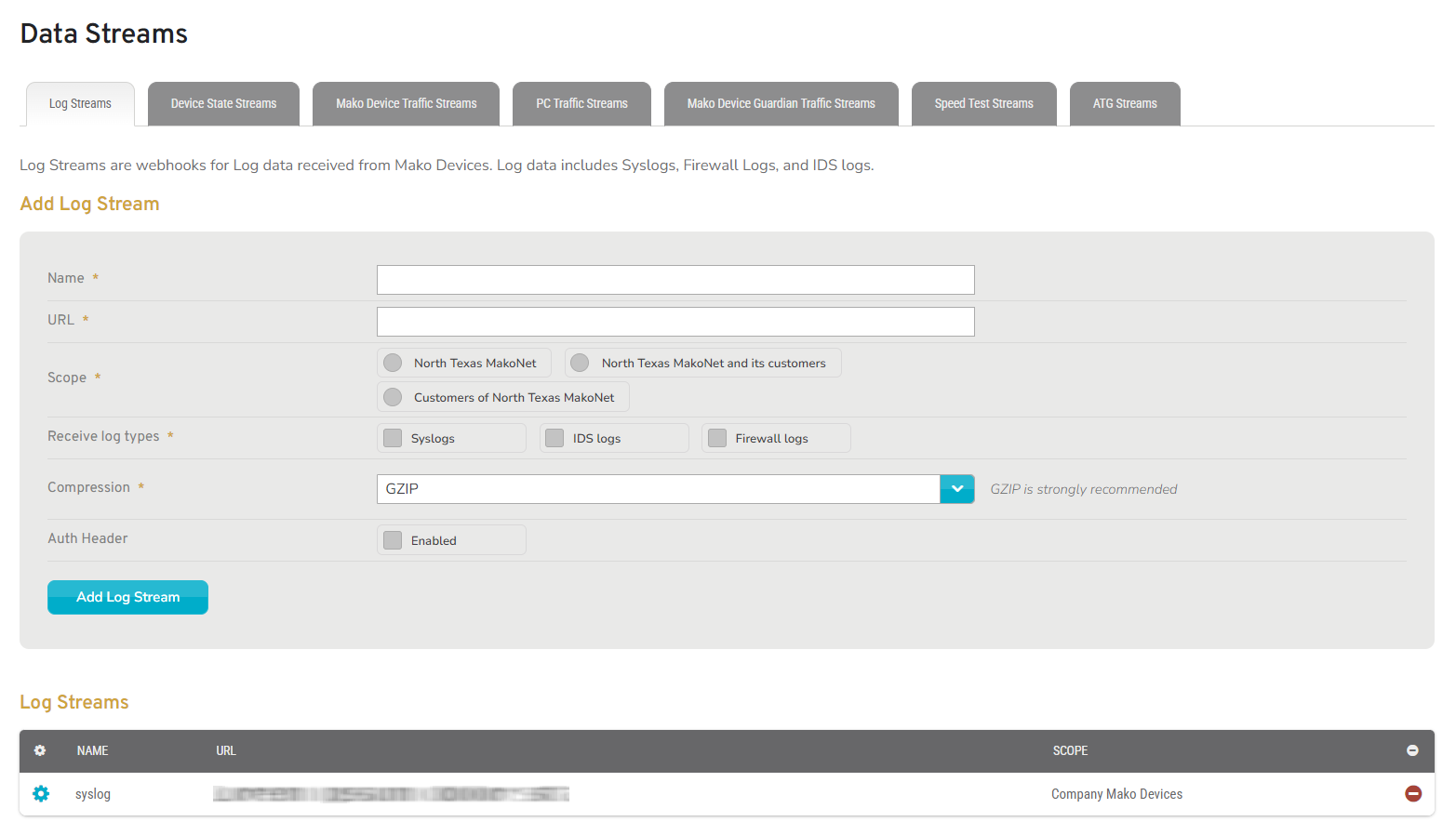 Data Streams - Mako Networks Documentation